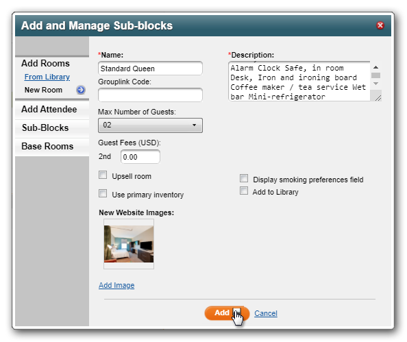 Managing Room Blocks in an Event's Inventory