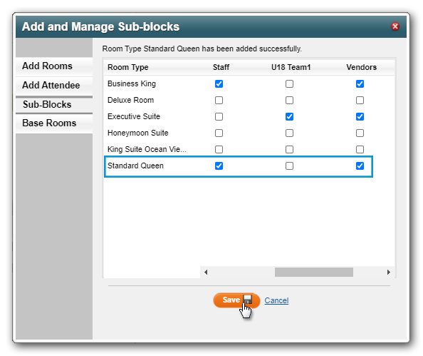 Managing Room Blocks in an Event's Inventory
