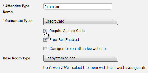 Enabling Access Codes for Attendee Types in Passkey
