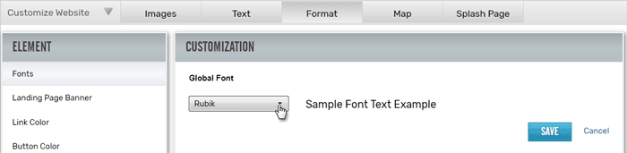Setting a Booking Website Global Font