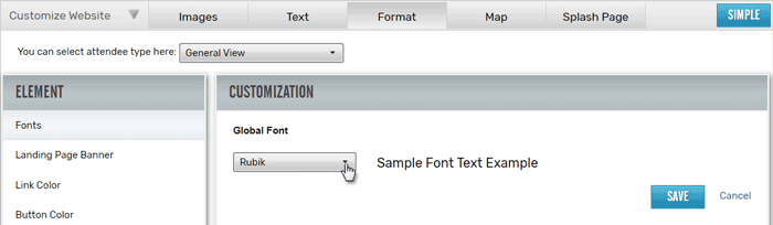 Setting a Booking Website Global Font