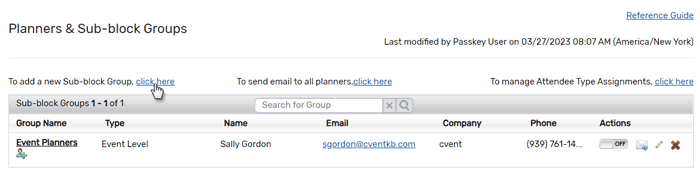 Managing Sub-Block Groups in Passkey Events
