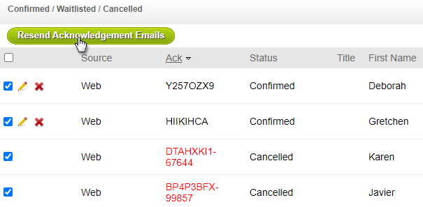 Resending Acknowledgement Emails
