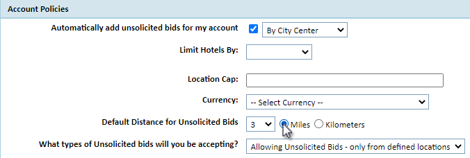 Setting Up Unsolicited Bids in Travel