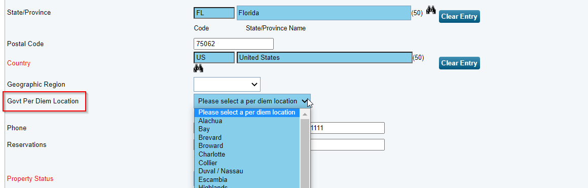 Setting the Per Diem Location in your Transient Property Profile