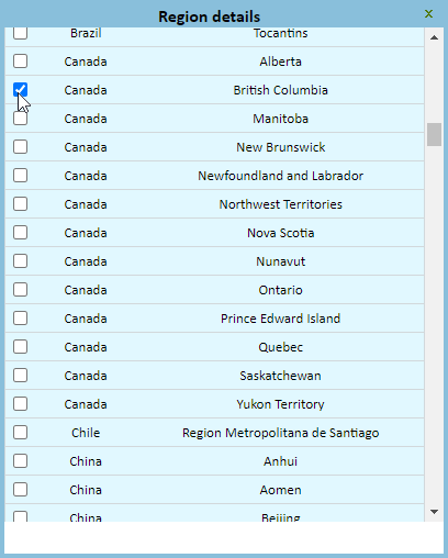 Defining Regions in Your Company Profile