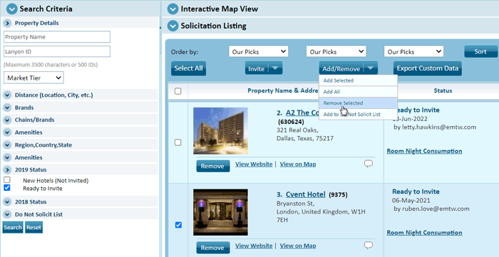 Removing Properties from the Solicitation List