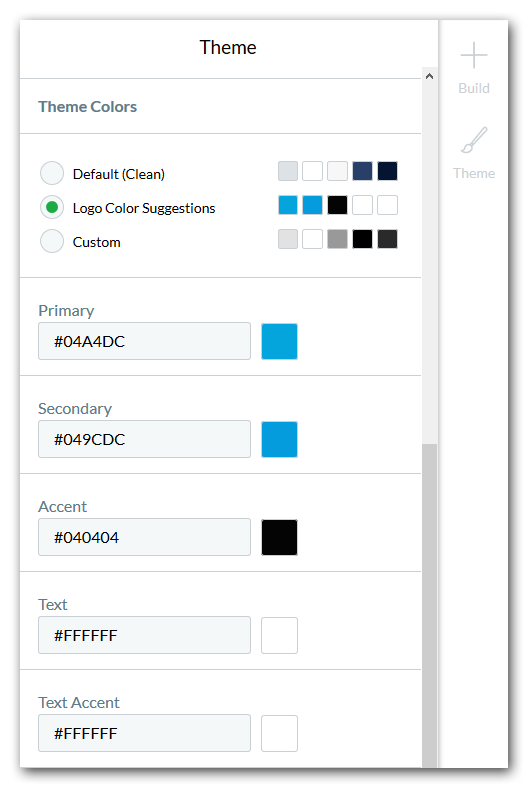 Using the Quick Setup Theme Wizard
