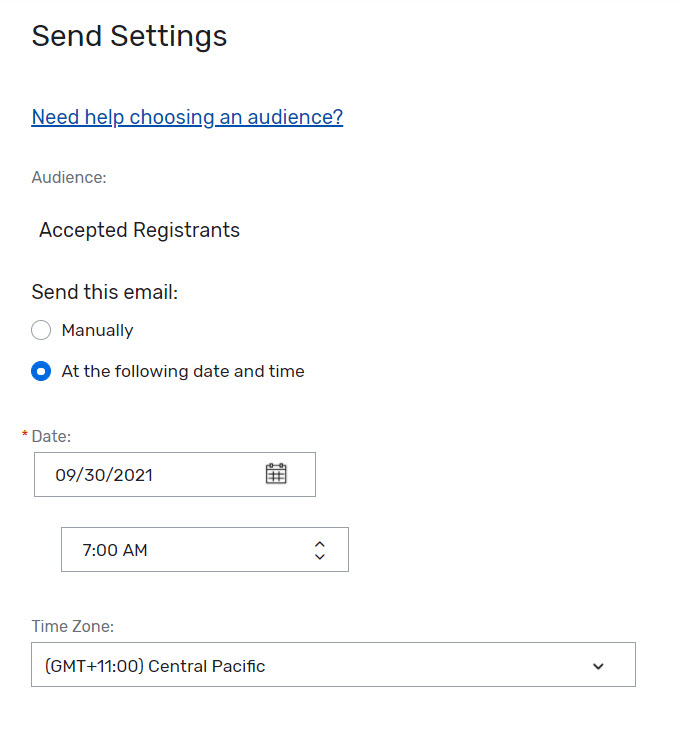 Scheduling Event Emails