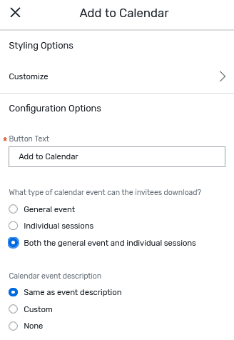 Inserting an Add to Calendar Link in Your Event