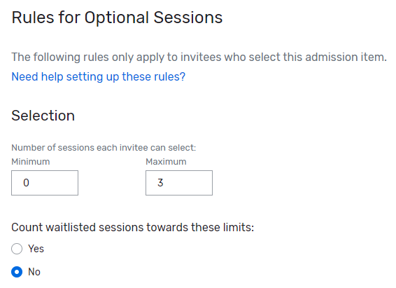 Limiting Options Based on Admission Items