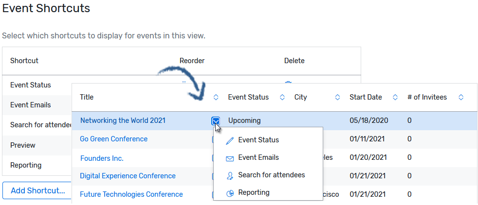 Organizing Your List of Events