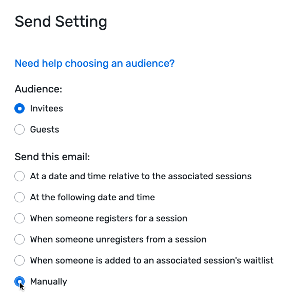 Sharing Virtual Session Links with Hosts and Speakers