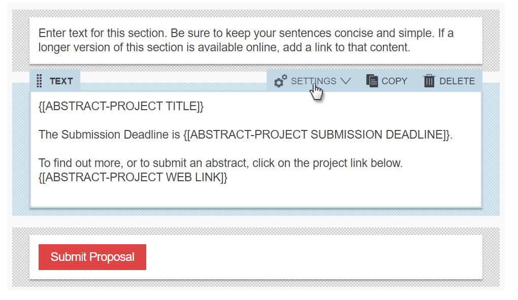 Customizing an Abstract Email