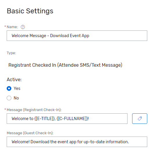 Sending Check-Ins a Welcome Text Message