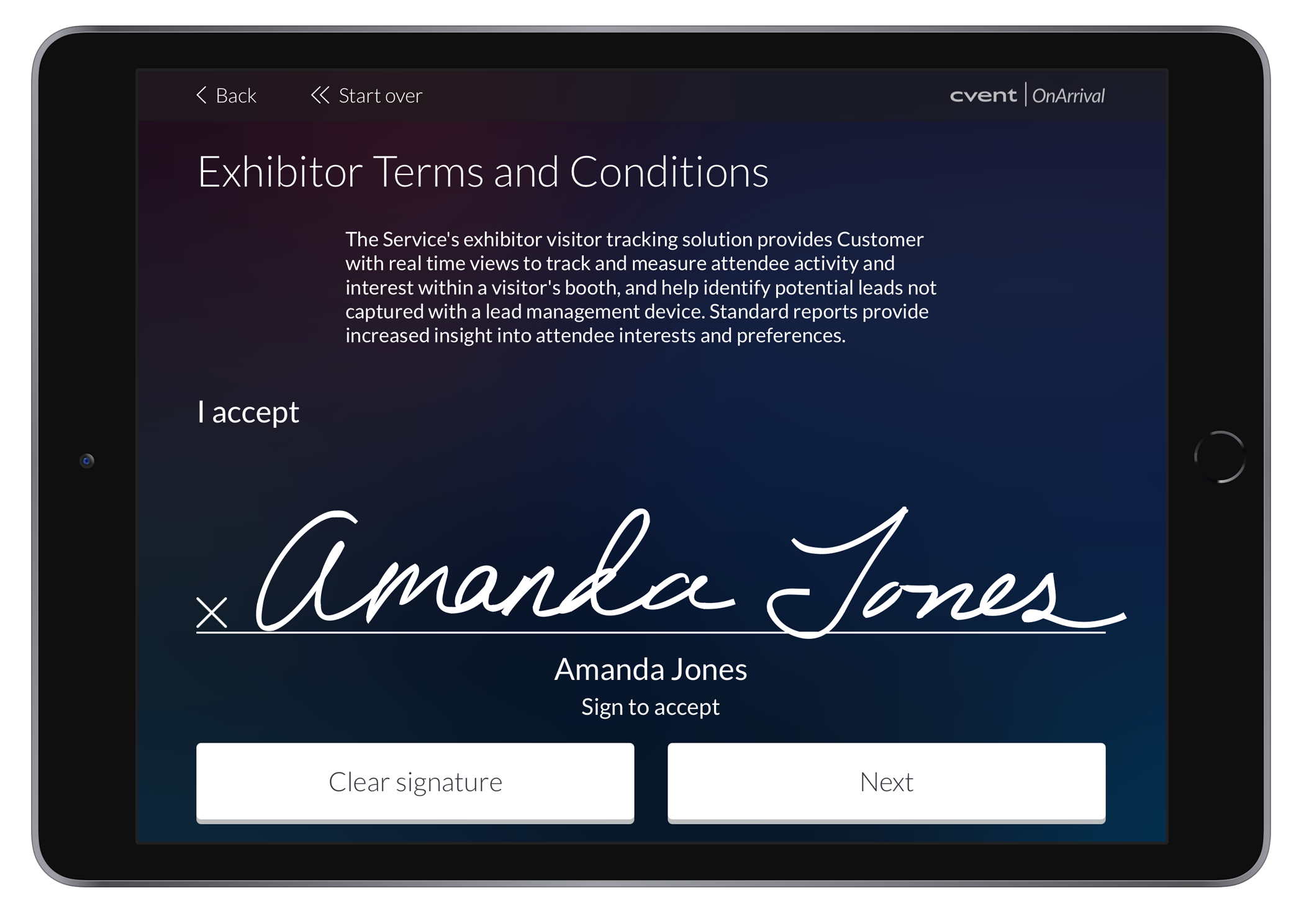 Adding Terms and Conditions to the Onsite Check-In Process