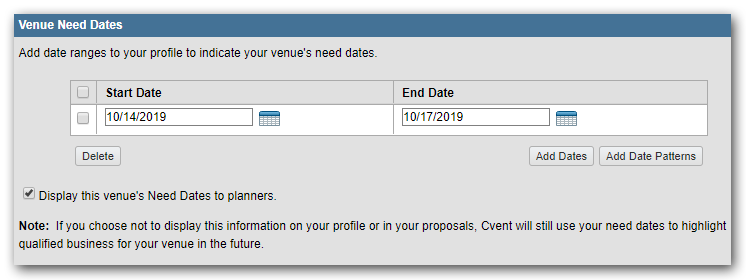 Adding Venue Details to a Venue Profile