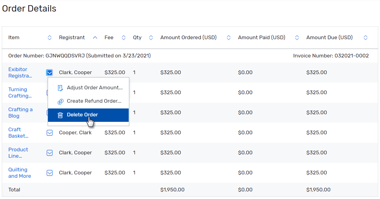 Deleting Cancelled Items