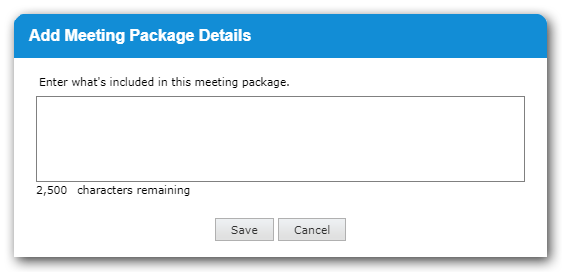 Offering Meeting Packages