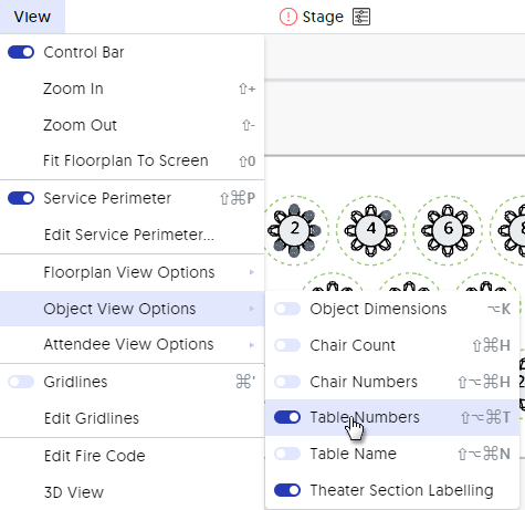 Numbering Tables in Event Diagramming