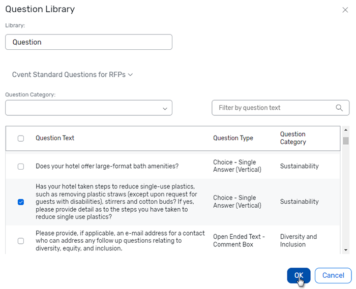 Creating Account-Wide Default Questions for RFPs