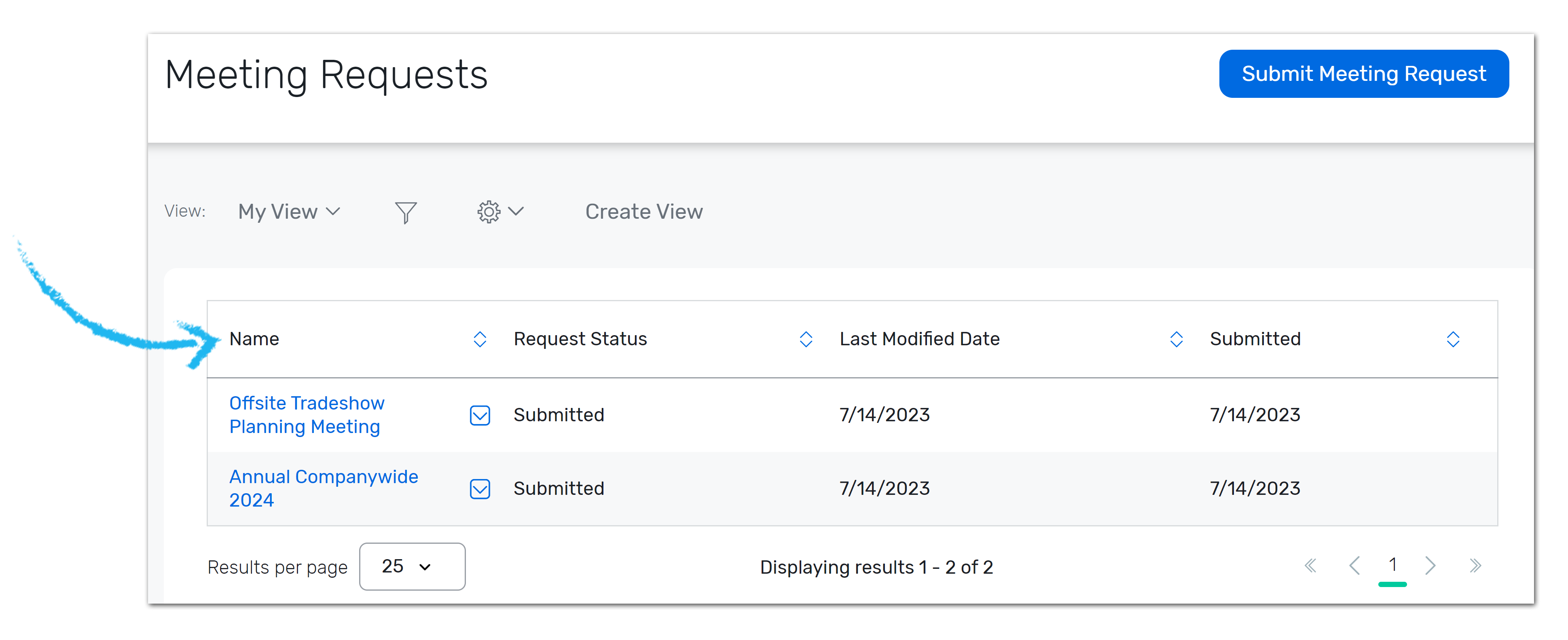 Organizing Your List of Meeting Requests