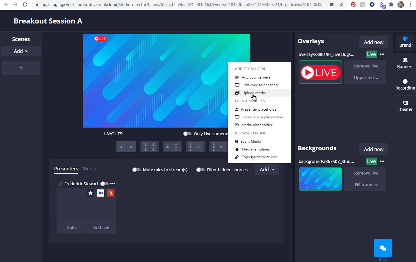 Using Director View in Studio