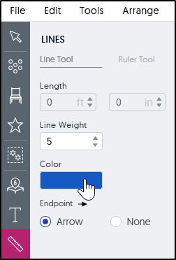 Working with Lines, Arrows or Rulers in an Event Diagram