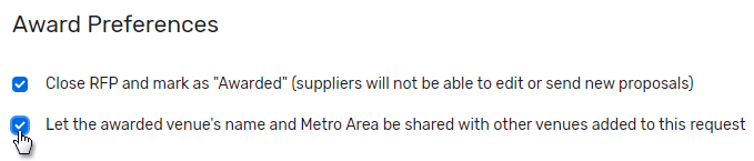 Awarding an RFP in the New Sourcing Experience