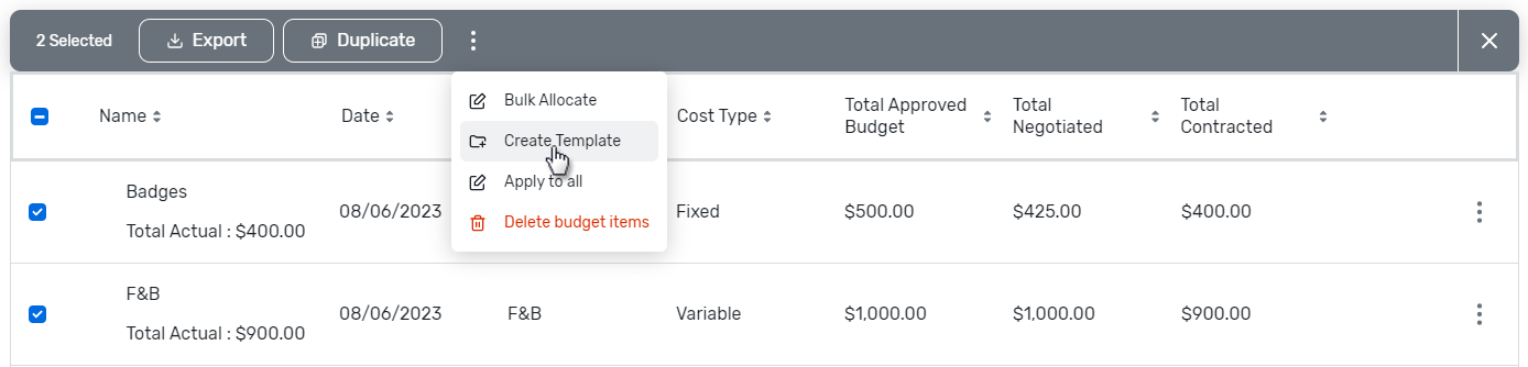 Creating Budget Templates