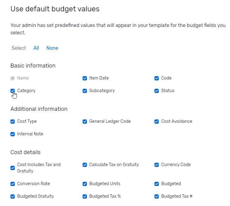 Creating Budget Templates