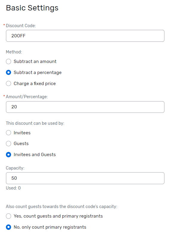 Creating Discount Codes