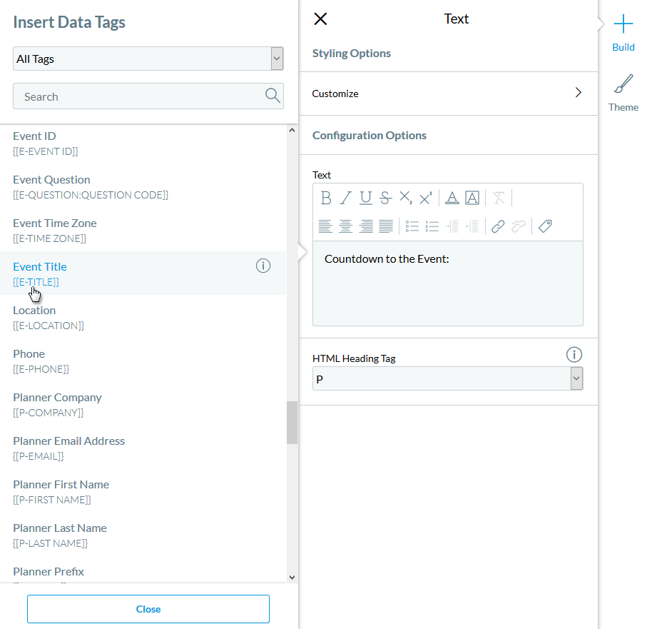 Using Data Tags in Event