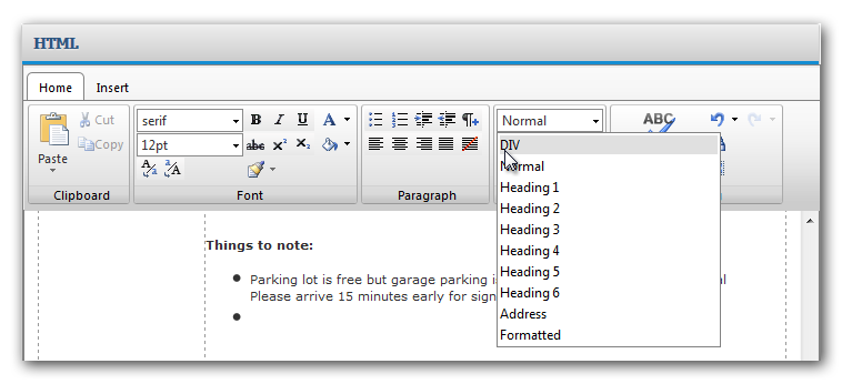 Adding Bullets in the HTML Editor