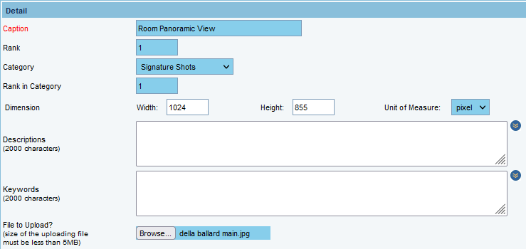 Adding Images to Your Property's Transient Profile