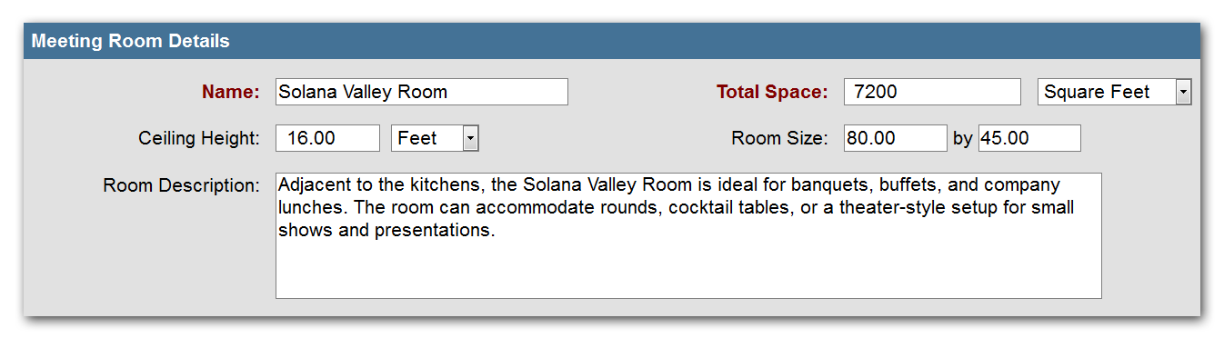 Adding Meeting Rooms to a Venue Profile