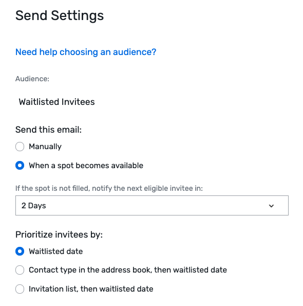 Setting Up Your Event's Waitlist