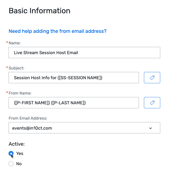 Sharing Virtual Session Links with Hosts and Speakers