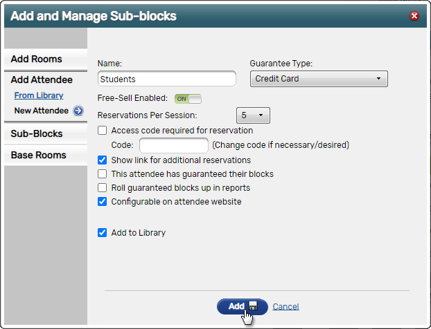 Managing Attendee Types in a Passkey Event