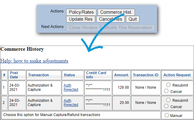 Managing Reservation Transactions in the Call Center Form