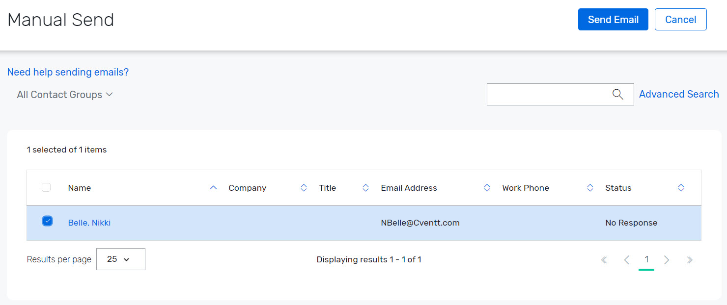 Manually Sending Event Emails