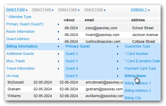 Mapping Passkey Room List Fields