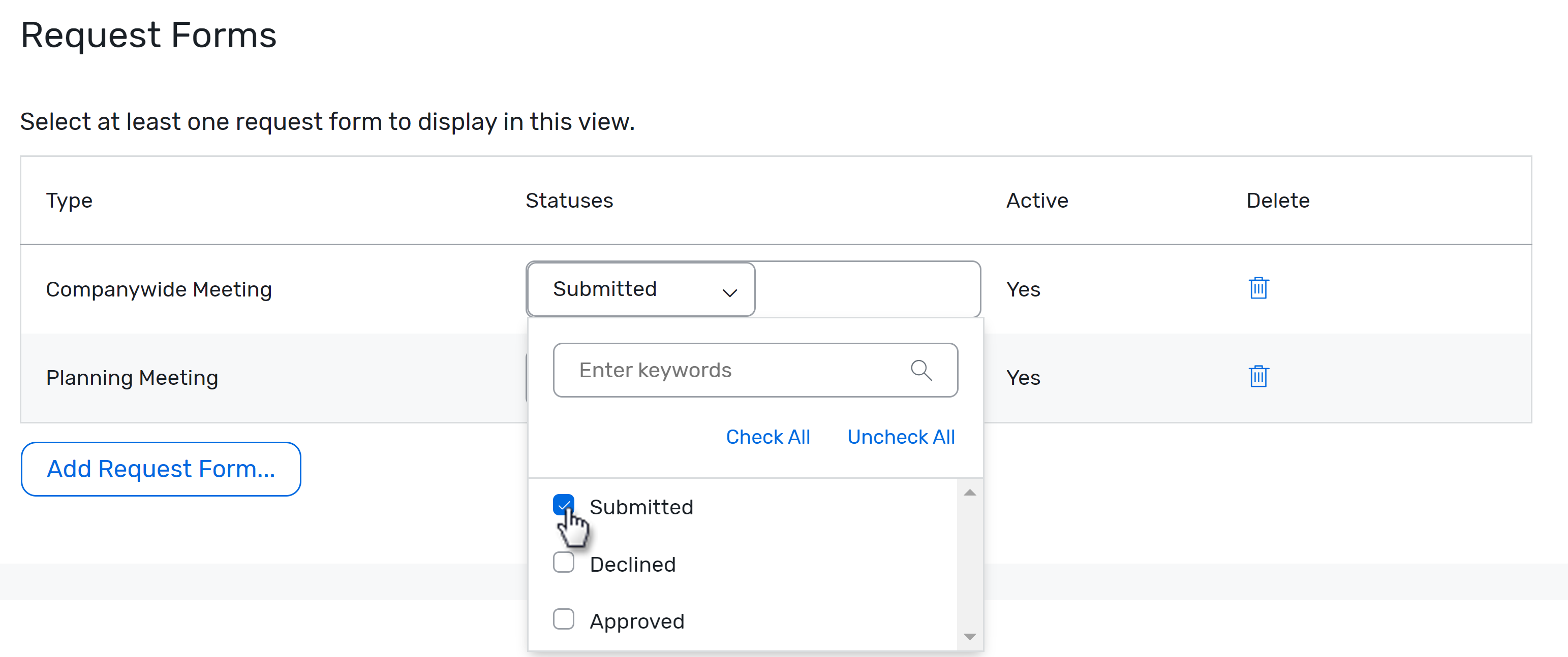 Organizing Your List of Meeting Requests