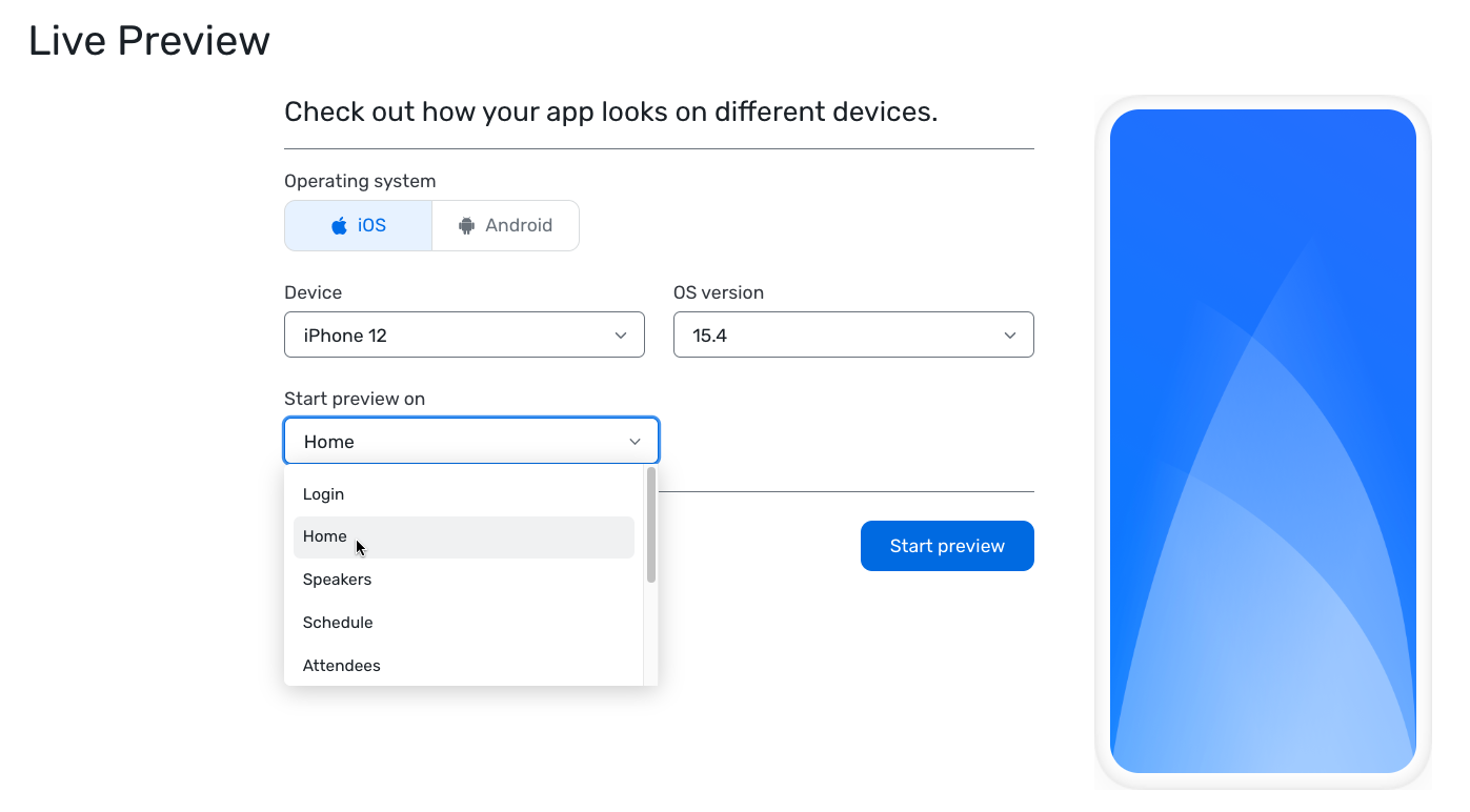 Previewing Your Event App