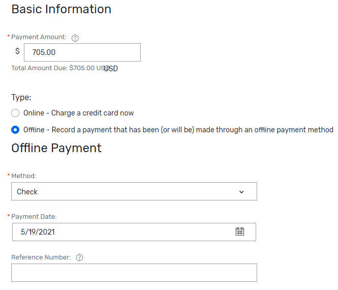 Recording Offline Payments