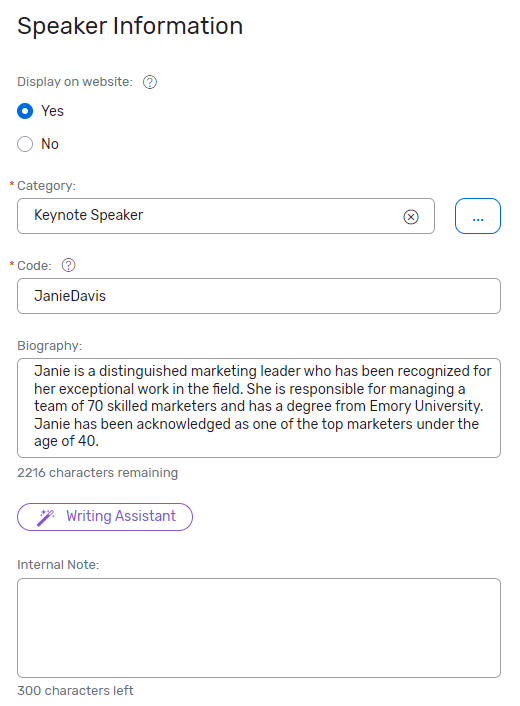 Adding Speakers to Your Event