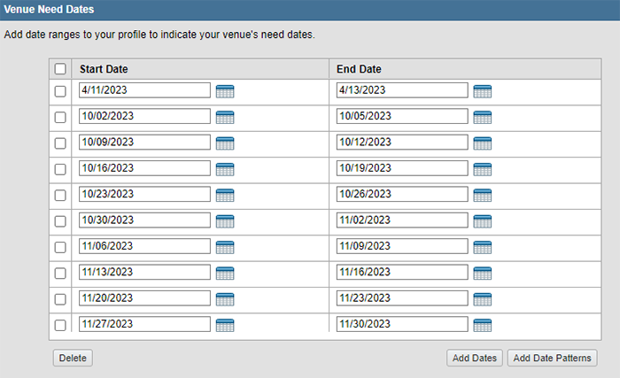 Adding Venue Details to a Venue Profile