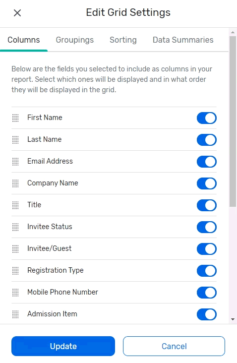 Customizing Your Report Widgets