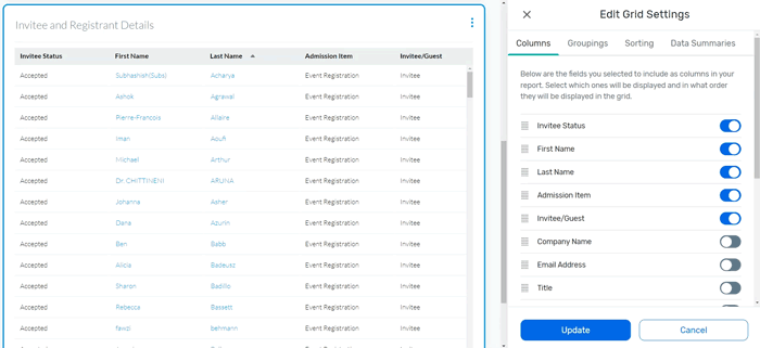 Customizing Your Report Widgets