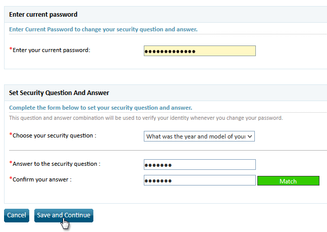 Resetting Your Transient Password and Security Question